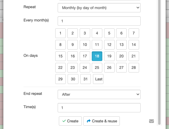 Creating recurring bookings